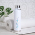 Elegant Blue Script Custom Name Monogrammed White Water Bottle | Zazzle
