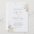 Elegant Blue Script Greenery Wedding Invitation | Zazzle