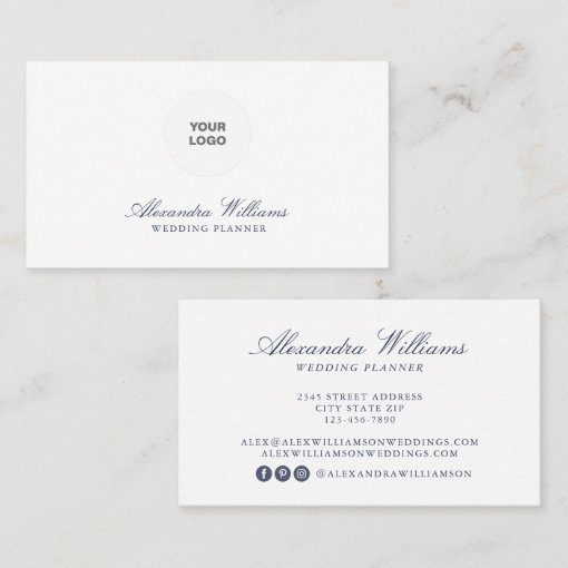 Elegant Blue Script Modern Professional Logo Business Card | Zazzle