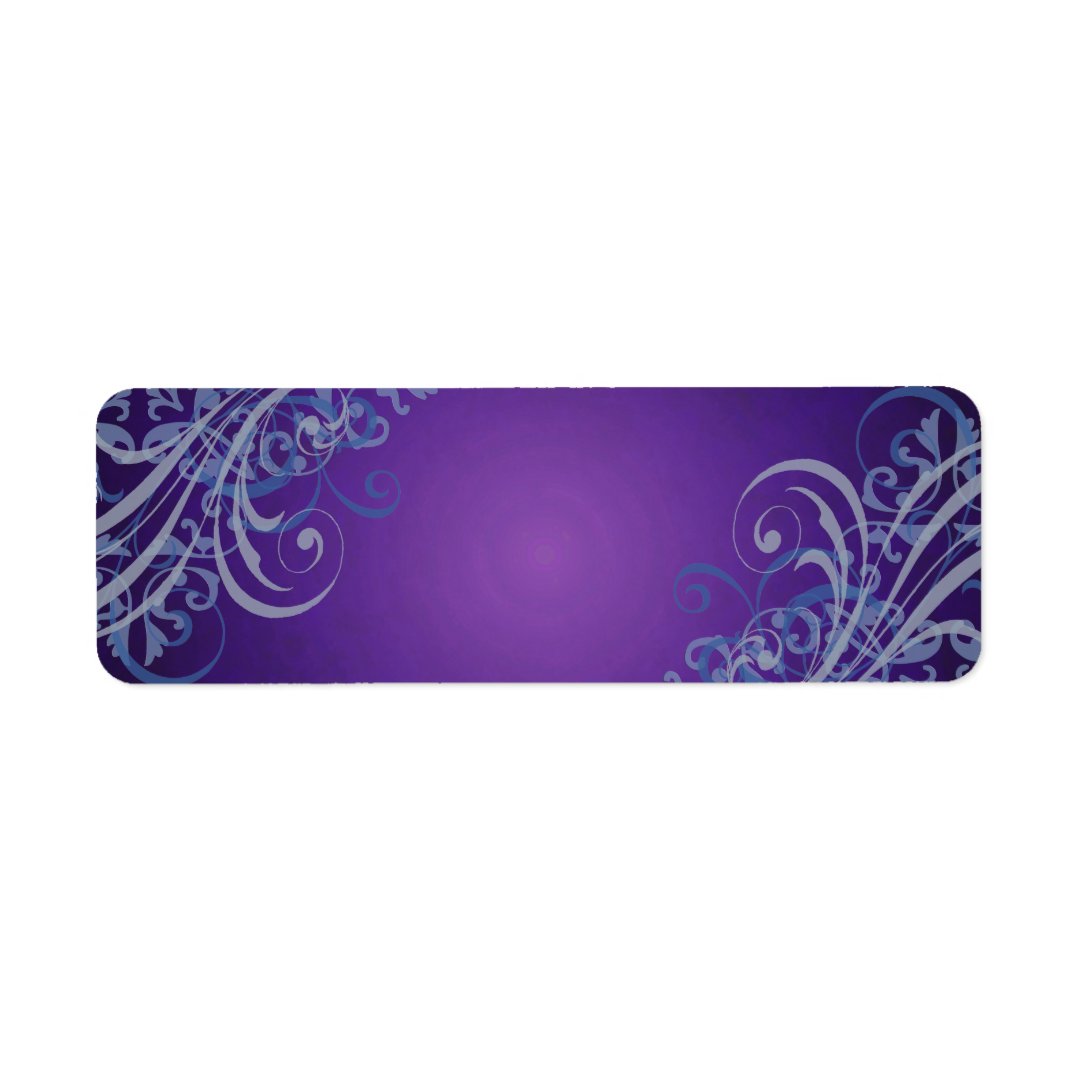 Elegant Blue Scroll Purple Blank Address Label | Zazzle