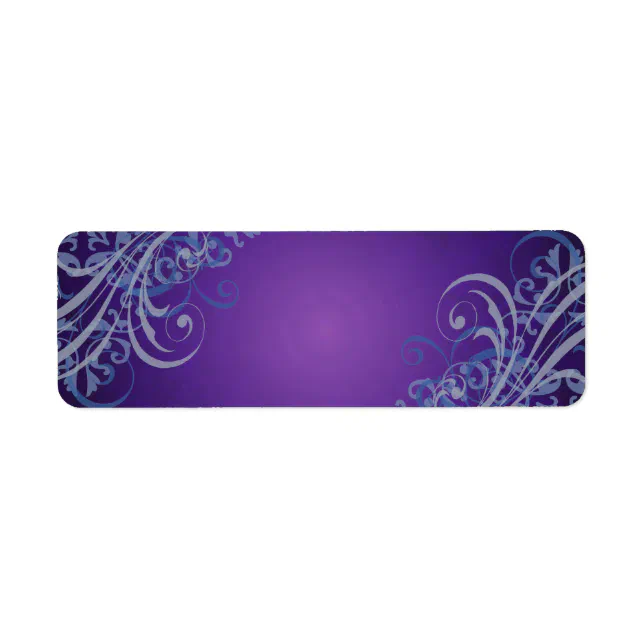 Elegant Blue Scroll Purple Blank Address Label | Zazzle