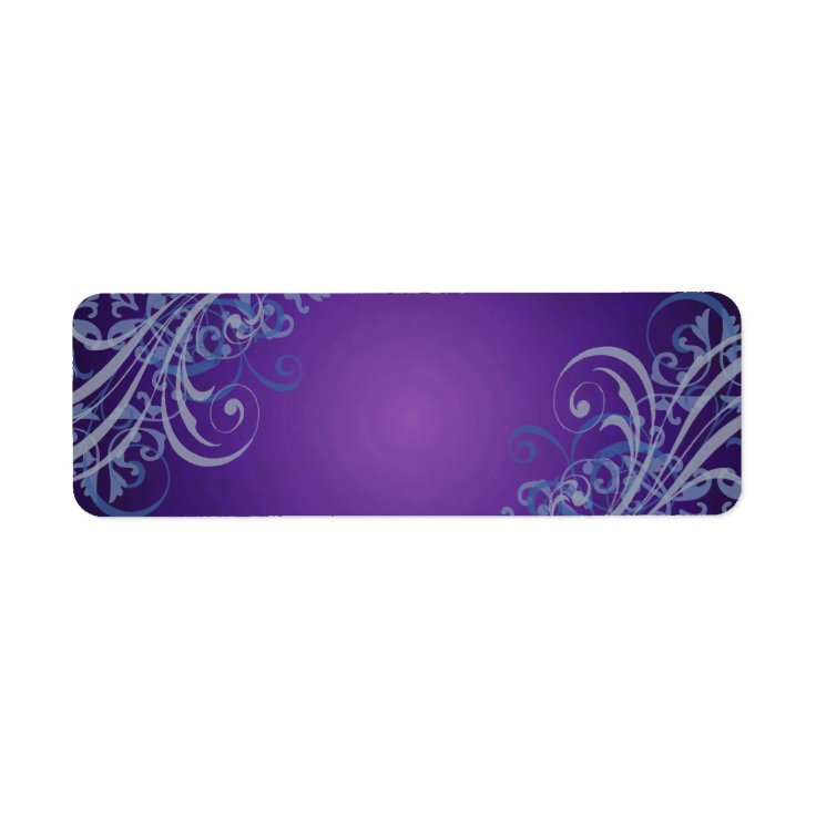 Elegant Blue Scroll Purple Blank Address Label | Zazzle