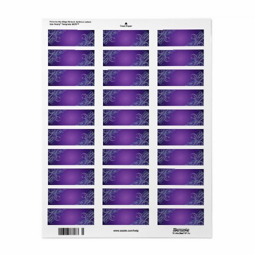 Elegant Blue Scroll Purple Blank Address Label | Zazzle