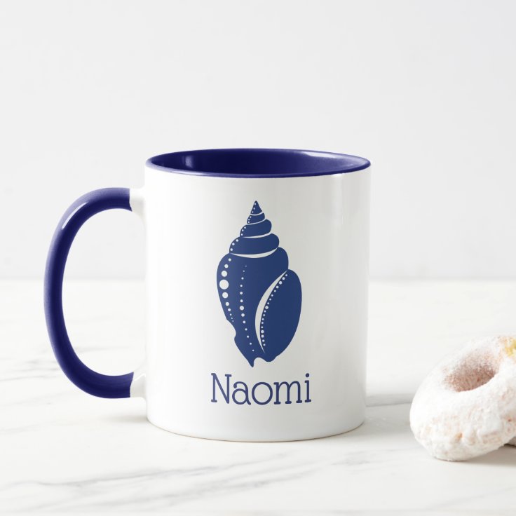 Elegant Blue Seashell Silhouette | Personalized Mug | Zazzle