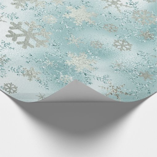Elegant Blue Silver Christmas Snowflake Pattern Wrapping Paper | Zazzle