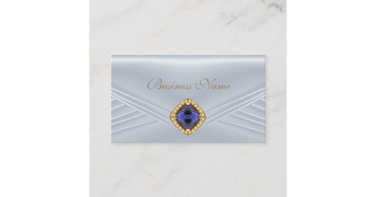Elegant Blue Silver Diamond Jewel Business Card | Zazzle