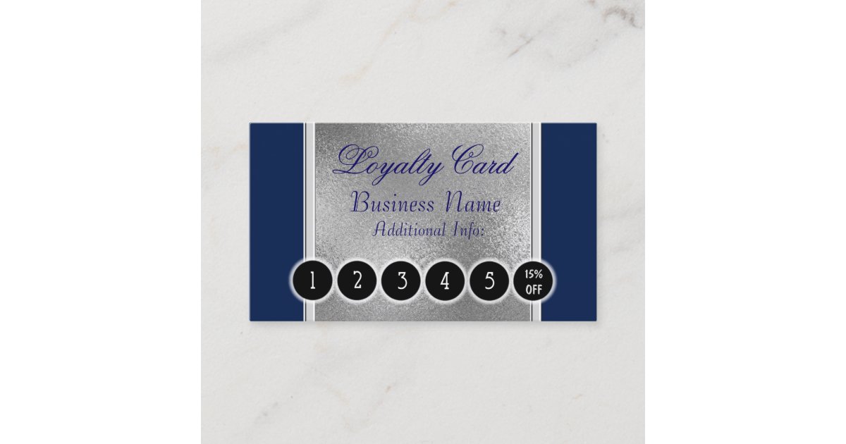 Elegant Blue & Silver Loyalty Card | Zazzle