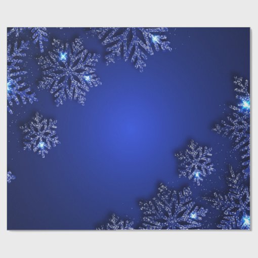 Elegant Blue Snowflake Holiday Wrapping Paper | Zazzle
