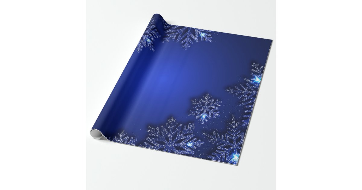 Elegant Blue Snowflake Holiday Wrapping Paper | Zazzle