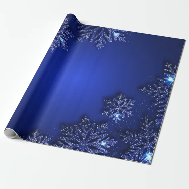 Elegant Blue Snowflake Holiday Wrapping Paper | Zazzle