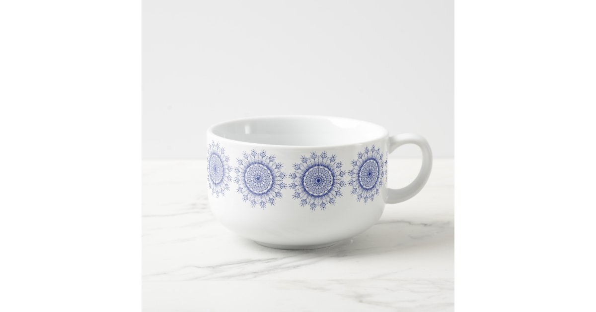 Elegant Blue Snowflake Mandala Soup Bowl | Zazzle