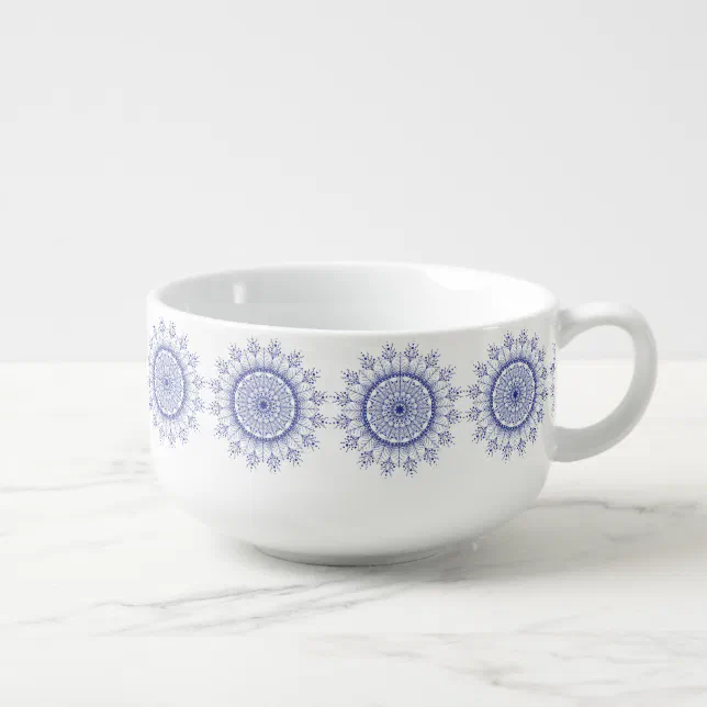 Elegant Blue Snowflake Mandala Soup Bowl | Zazzle