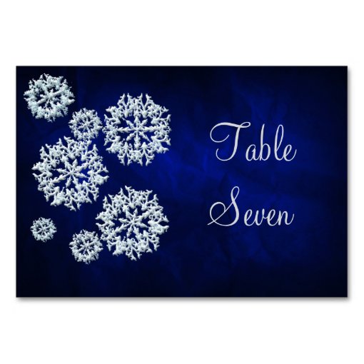 Elegant Blue Snowflake Winter Wedding Table Number | Zazzle