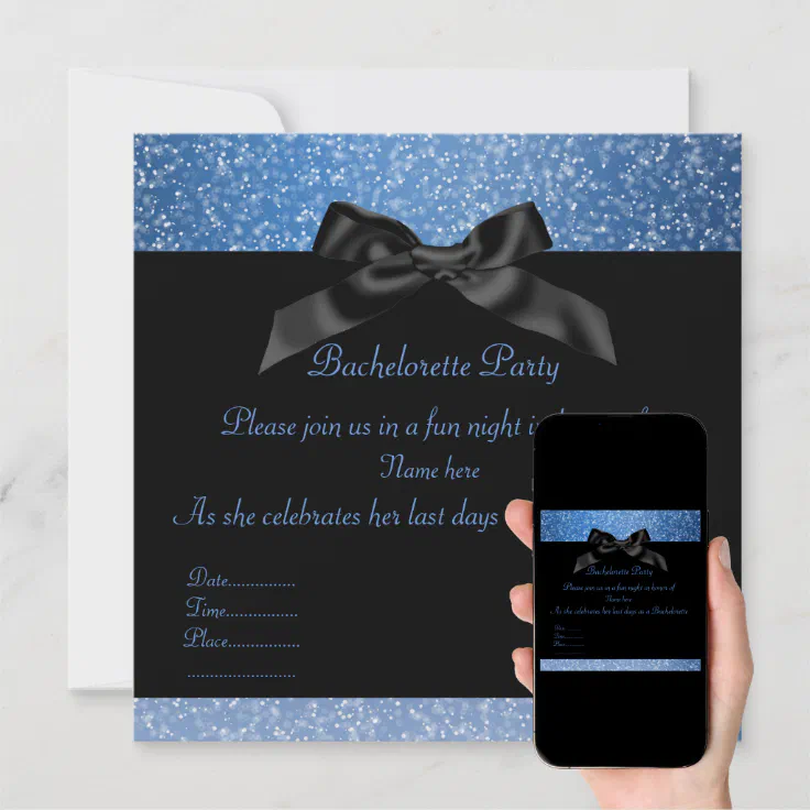 ELEGANT BLUE sparkle PARTY INVITATION | Zazzle