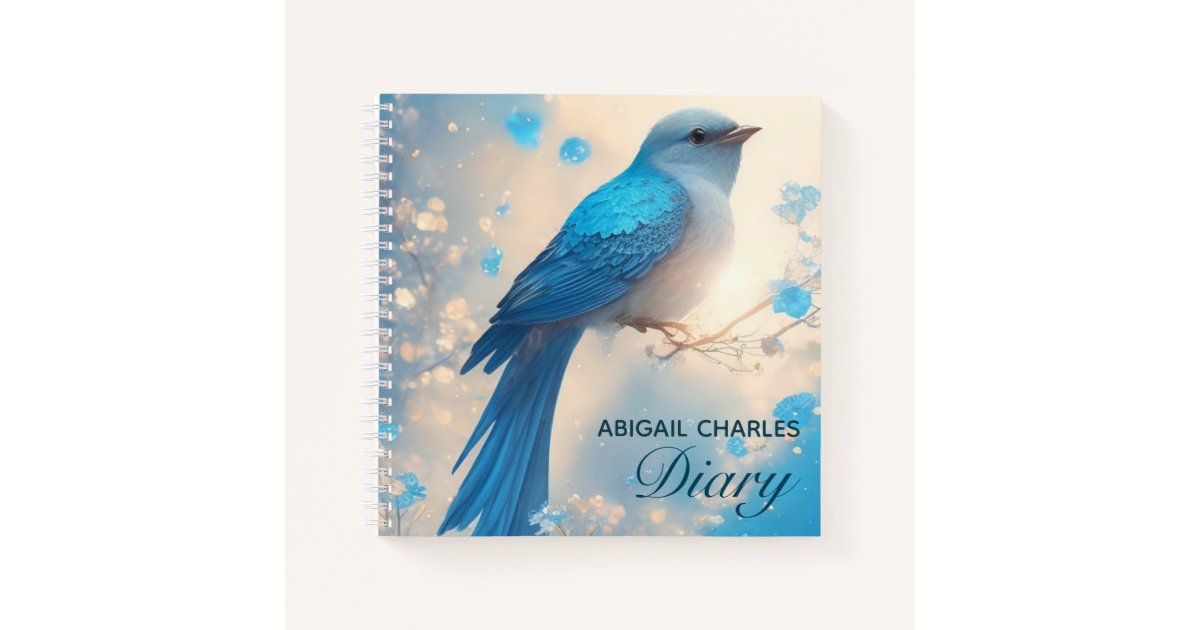 Elegant blue sparrow diary notebook | Zazzle