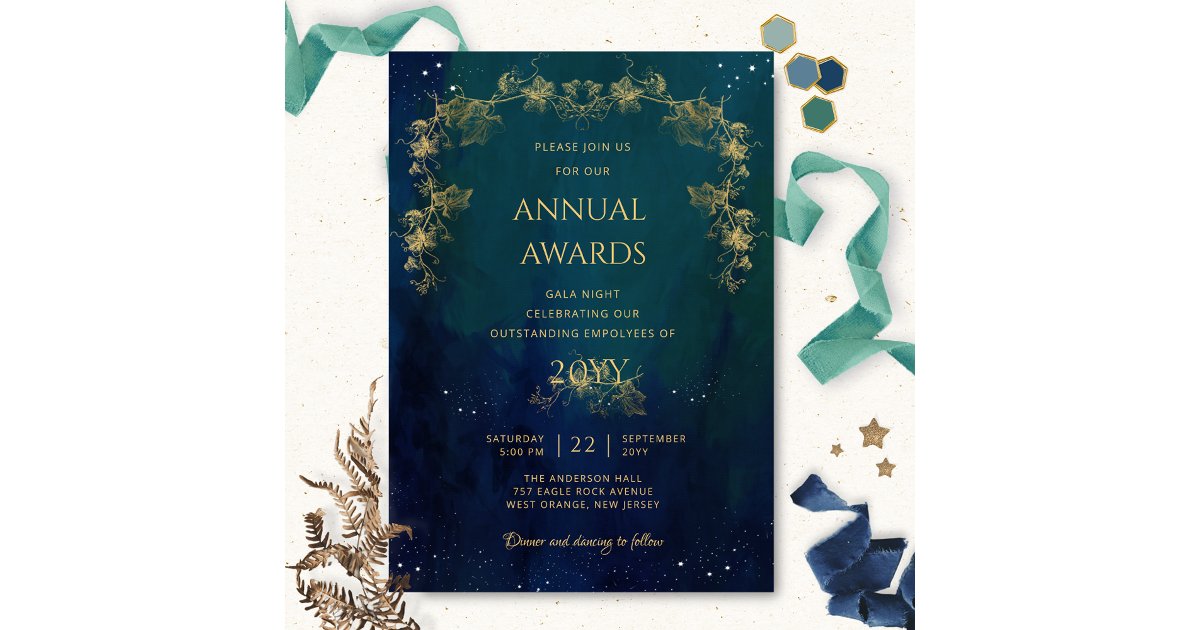 Elegant Blue Starry Night Awards / Gala Night Invitation | Zazzle