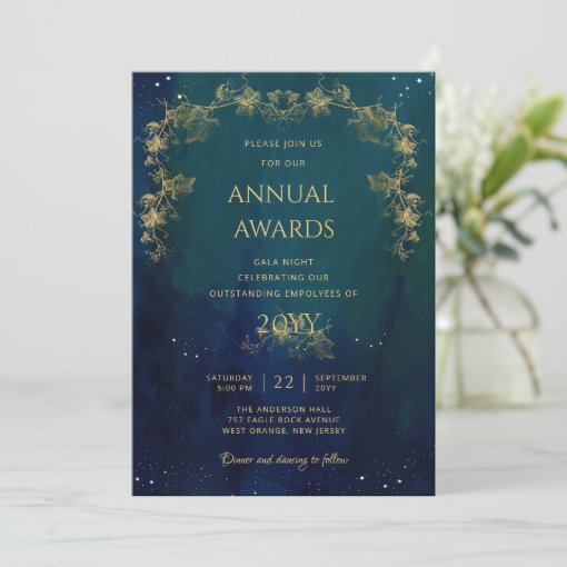 Elegant Blue Starry Night Awards / Gala Night Invitation | Zazzle