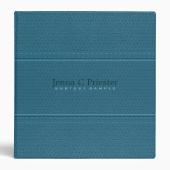 Elegant Blue Stitched Leather Texture 3 Ring Binder | Zazzle
