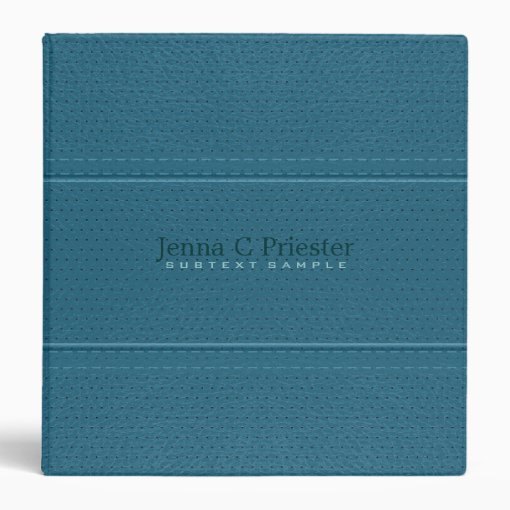 Elegant Blue Stitched Leather Texture 3 Ring Binder | Zazzle