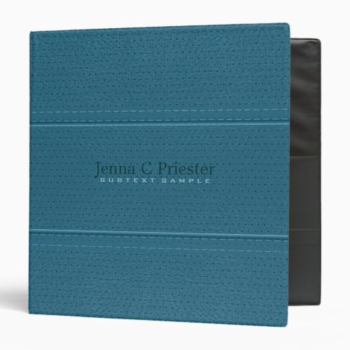 Elegant Blue Stitched Leather Texture 3 Ring Binder | Zazzle