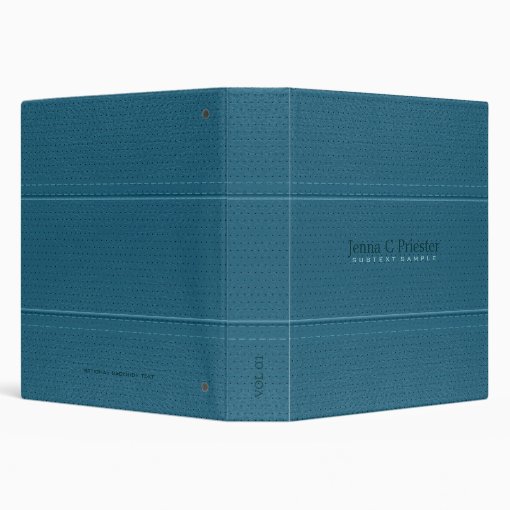 Elegant Blue Stitched Leather Texture 3 Ring Binder | Zazzle