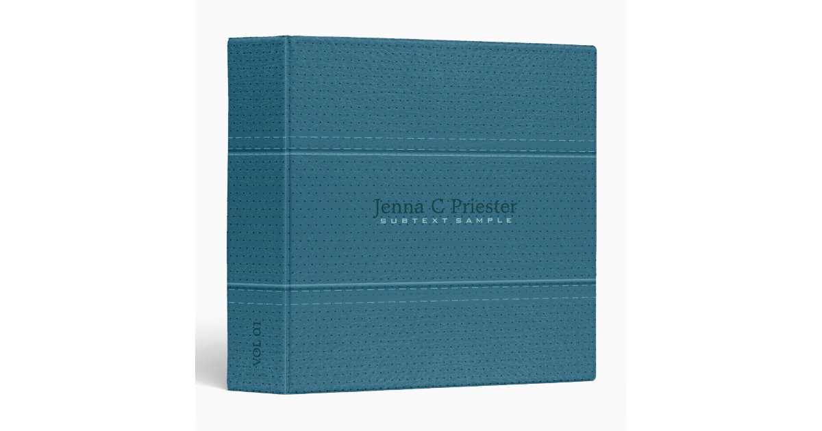 Elegant Blue Stitched Leather Texture 3 Ring Binder | Zazzle