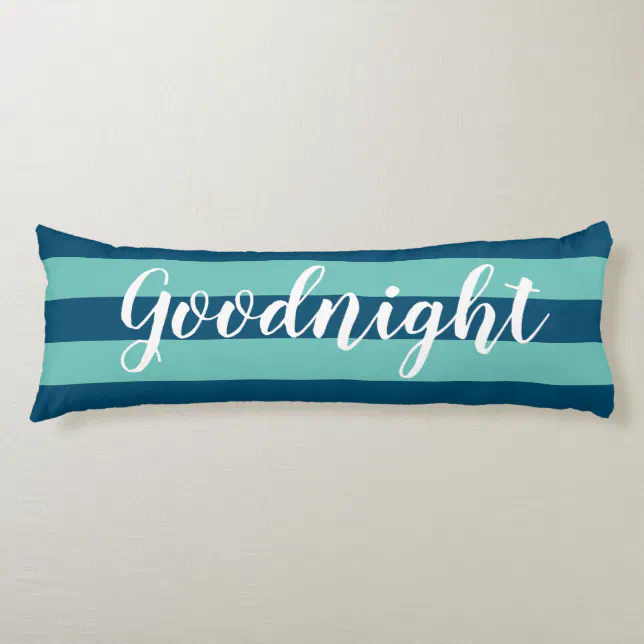 Elegant Blue Striped Pattern and Saying Good Night Body Pillow | Zazzle