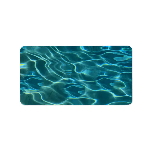 Elegant blue teal water pattern ocean lake waves label | Zazzle