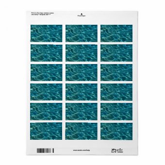 Elegant blue teal water pattern ocean lake waves label | Zazzle