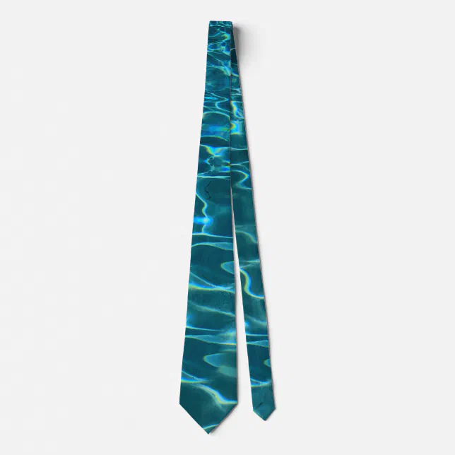 Elegant blue teal water pattern ocean lake waves neck tie | Zazzle