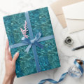 Elegant blue teal water pattern ocean lake waves wrapping paper | Zazzle