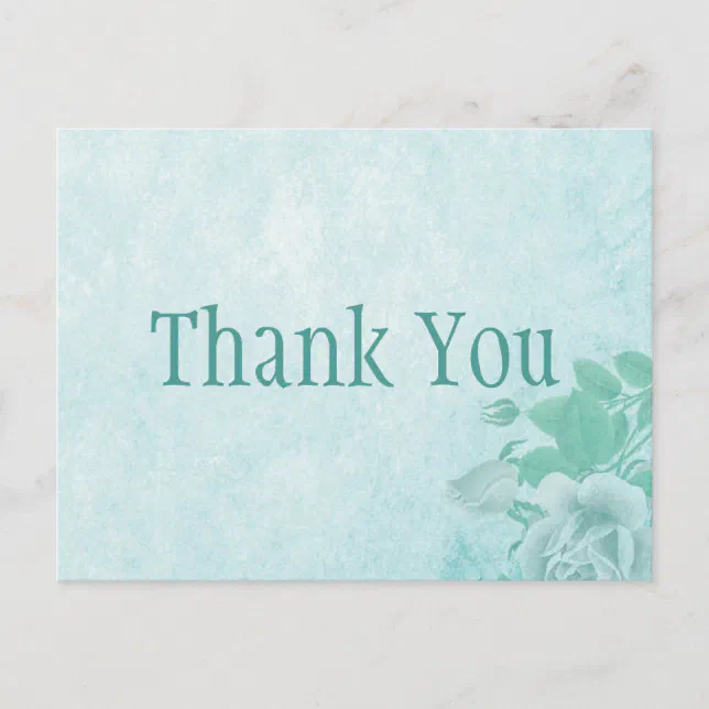 Elegant Blue Thank You Postcard | Zazzle