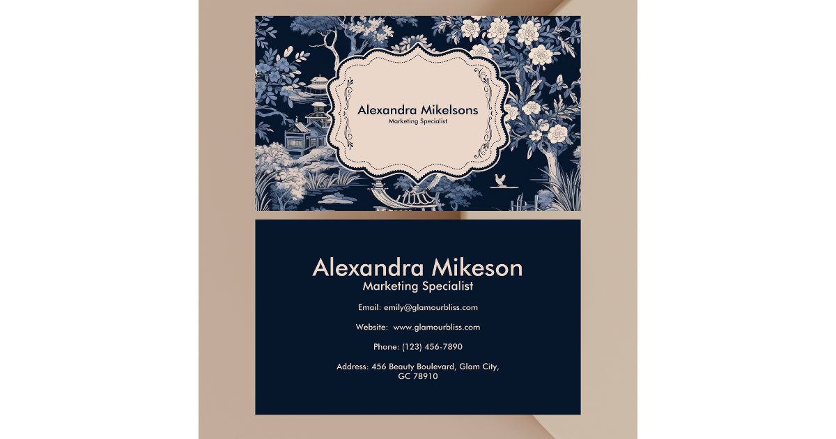 Elegant Blue Toile De Jouy Business Card | Zazzle