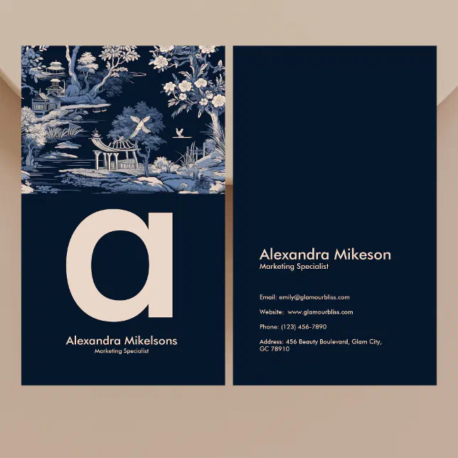 Elegant Blue Toile De Jouy Business Card | Zazzle