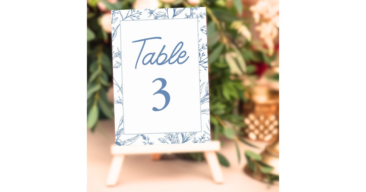 Elegant Blue Toile French Floral Table Numbers | Zazzle