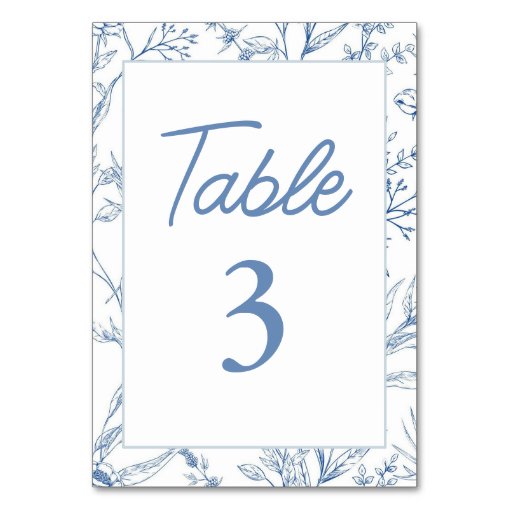 Elegant Blue Toile French Floral Table Numbers | Zazzle