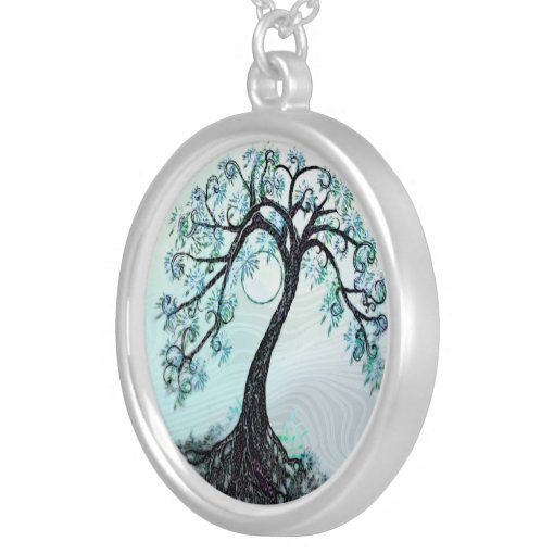Elegant Blue Tree of life Necklace | Zazzle