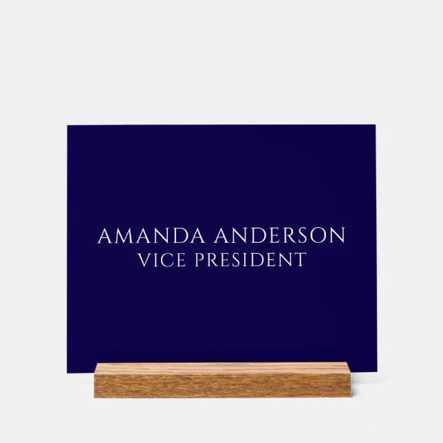Elegant Blue Vice President Title Name Plate Acrylic Sign | Zazzle
