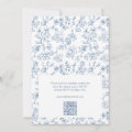 Elegant Blue Victorian QR Code RSVP Wedding Invitation | Zazzle
