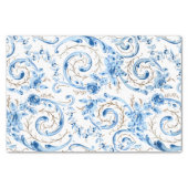 Elegant Blue Victorian Roses and Scrolls Tissue Paper | Zazzle