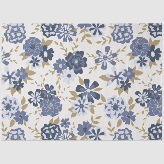 Elegant Blue Vine Floral Pattern Tissue Paper | Zazzle