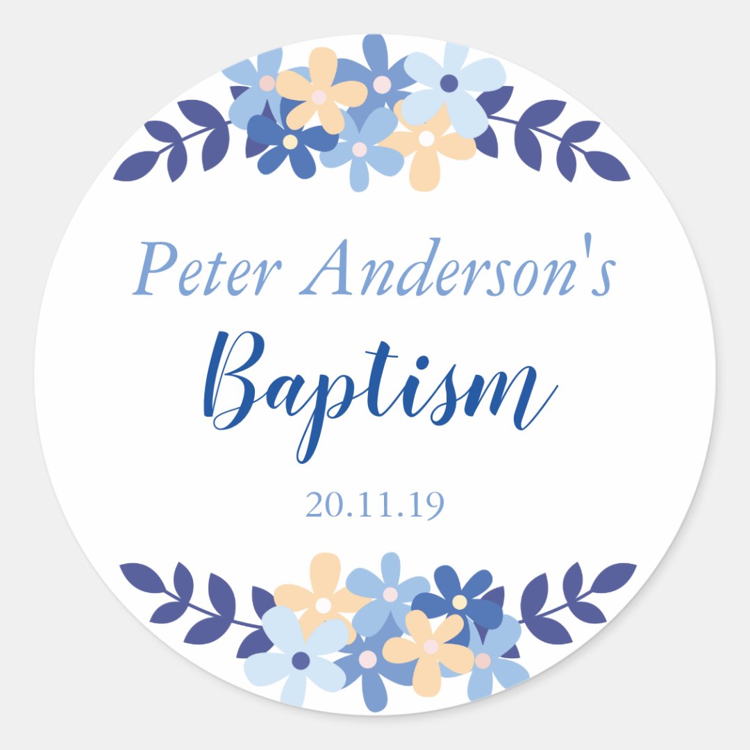 Elegant Blue Watercolor Baptism Sticker | Zazzle