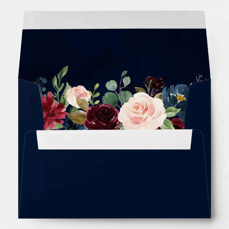 Elegant Blue Watercolor Floral Envelope | Zazzle