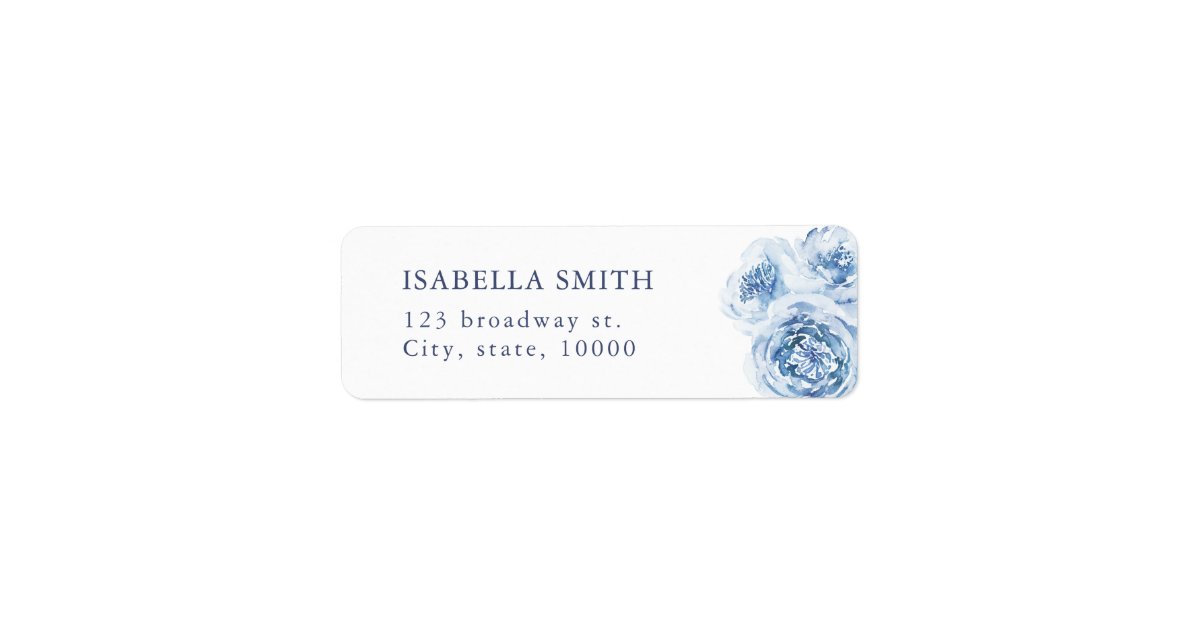 Elegant blue watercolor floral return address label | Zazzle