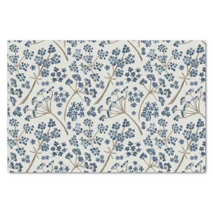 Elegant Blue Watercolor Flowers Tissue Paper | Zazzle.com