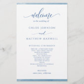 Elegant Blue Watercolor Frame Wedding Program | Zazzle
