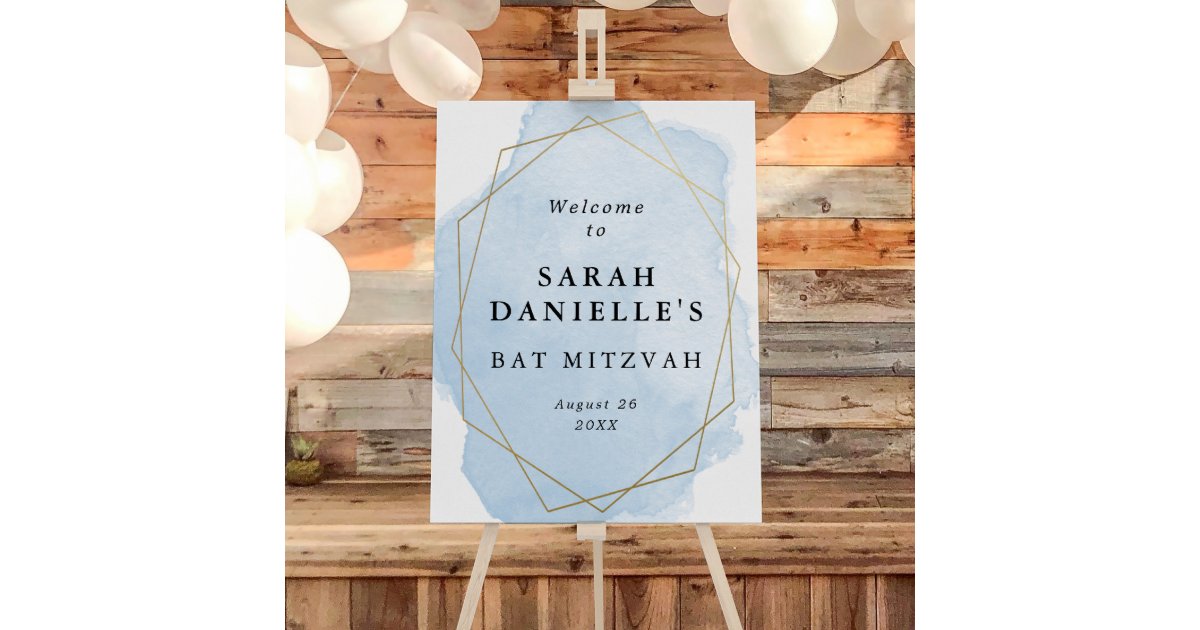 Elegant Blue Watercolor, Gold Frame Welcome Poster | Zazzle