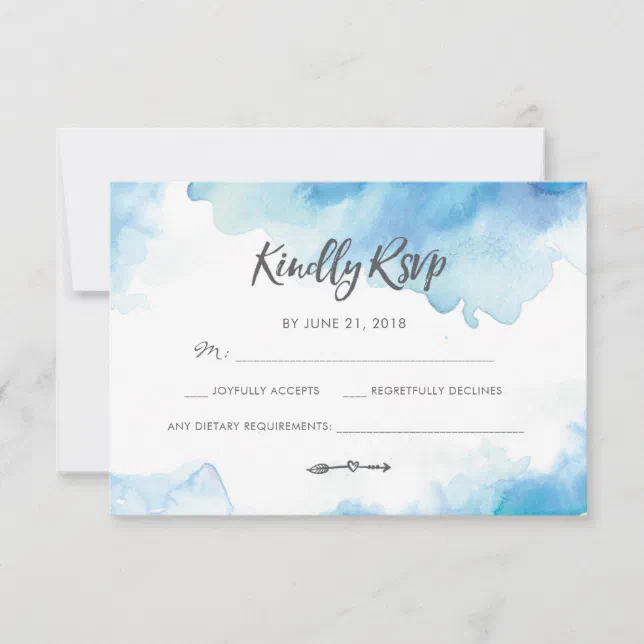 Elegant Blue Watercolor RSVP cards | Zazzle