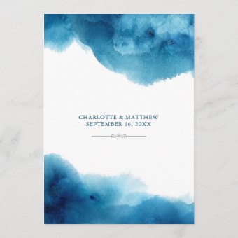 Elegant Blue Watercolor Wedding Menu | Zazzle