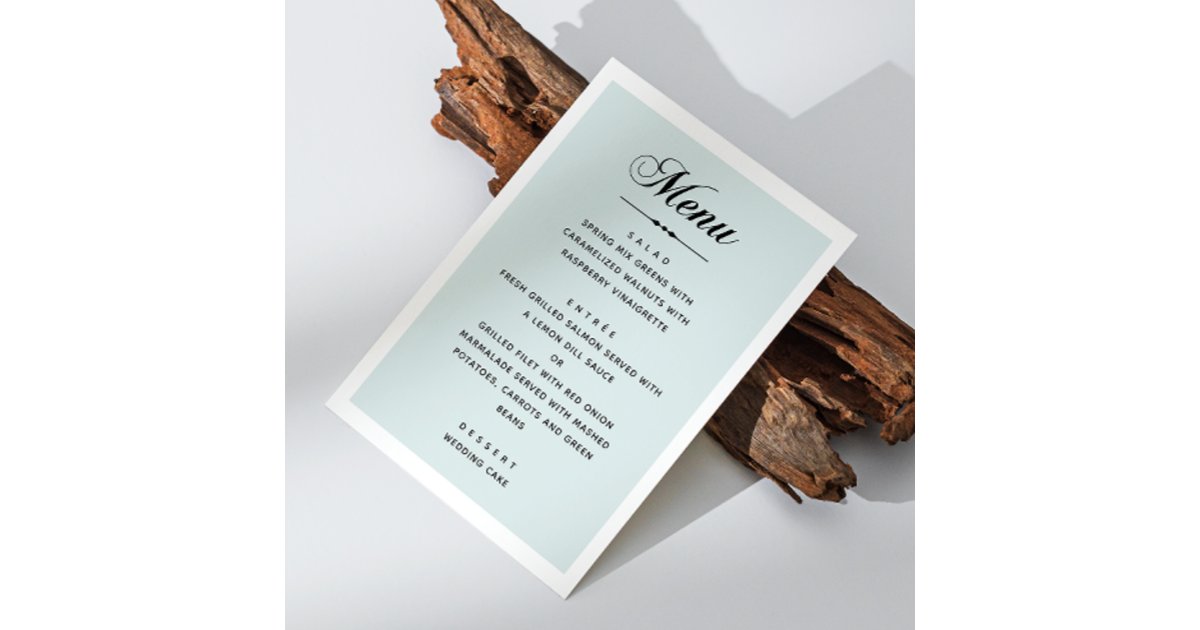 Elegant blue wedding. Classic calligraphy script Menu | Zazzle